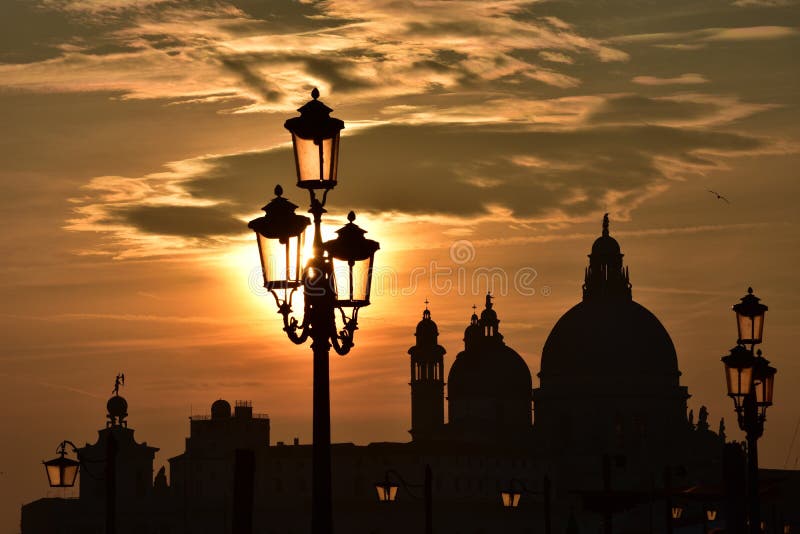 Sunset over Venice Lagoon stock photo. Image of landmark - 75214248