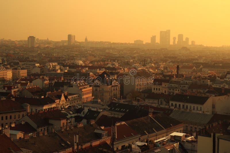 Sunset over Vienna stock photo. Image of sunset, capital - 47405940