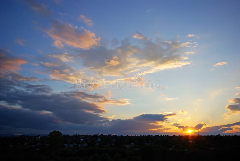 Sunset over village stock image. Image of evening, nature - 26396527