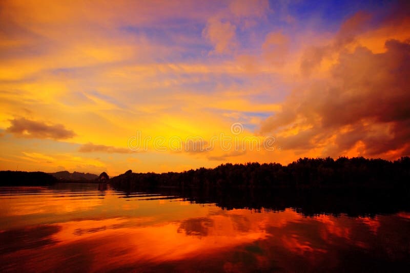 Sunset over water stock image. Image of tourism, late - 3542825