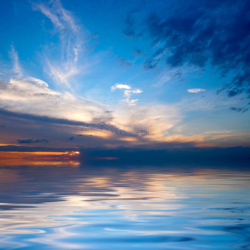 Sunset over water stock image. Image of beach, rendering - 3838549