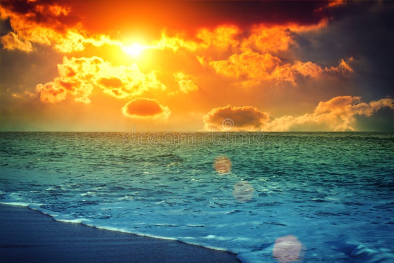 Sunset Over Water stock photo. Image of panoramic, horizontal - 67359366