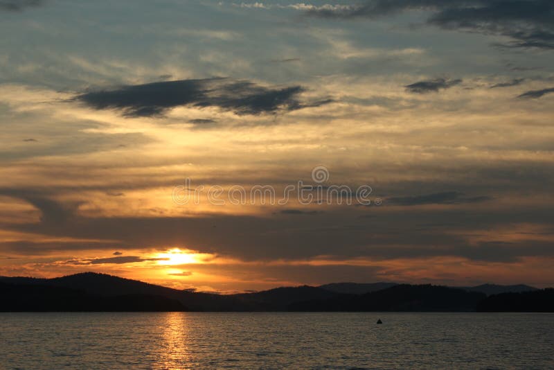 Sunset over the water, stock photo. Image of europe, lipno - 81493598