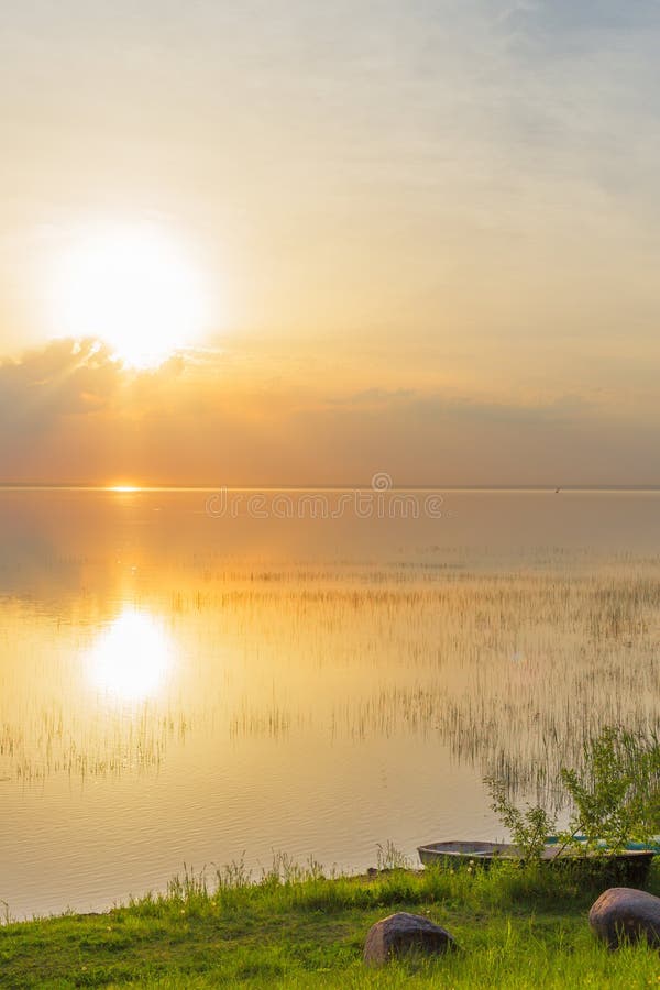 Sunset over water stock photo. Image of sunlight, natural - 59922116