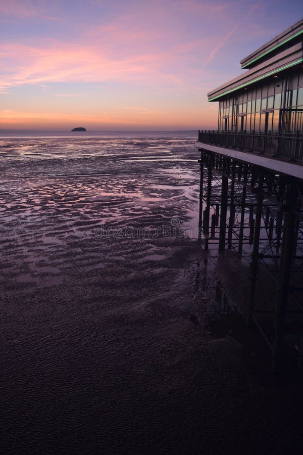 Sunset Over Weston Super Mare Pier and Beach Editorial Stock Photo ...