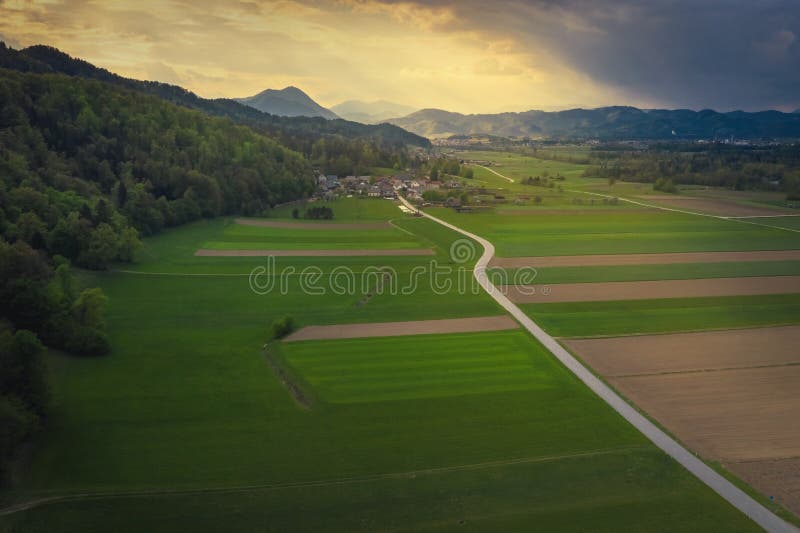 Sunset Over the Wheat and Corn Fields Stock Image - Image of harvest ...