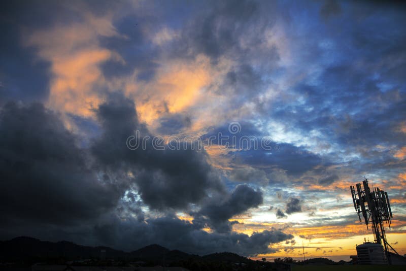Sunset Overcast sky stock image. Image of blue, white - 46102671