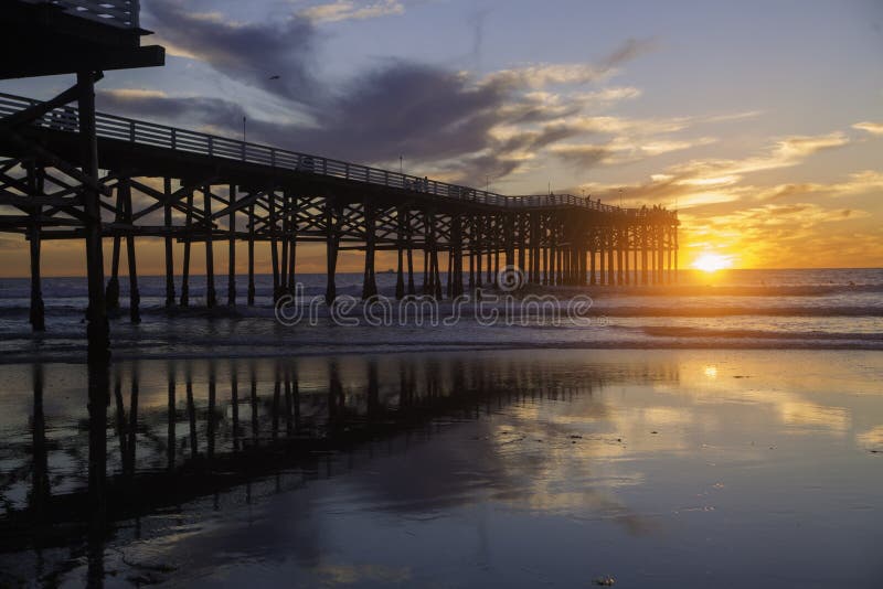 Sunset at Pacific Beach Pier Stock Photo - Image of sunset, waves: 63286862