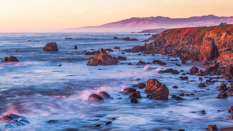 Sunset on the Pacific Coast Northern California Stock Photo - Image of ...