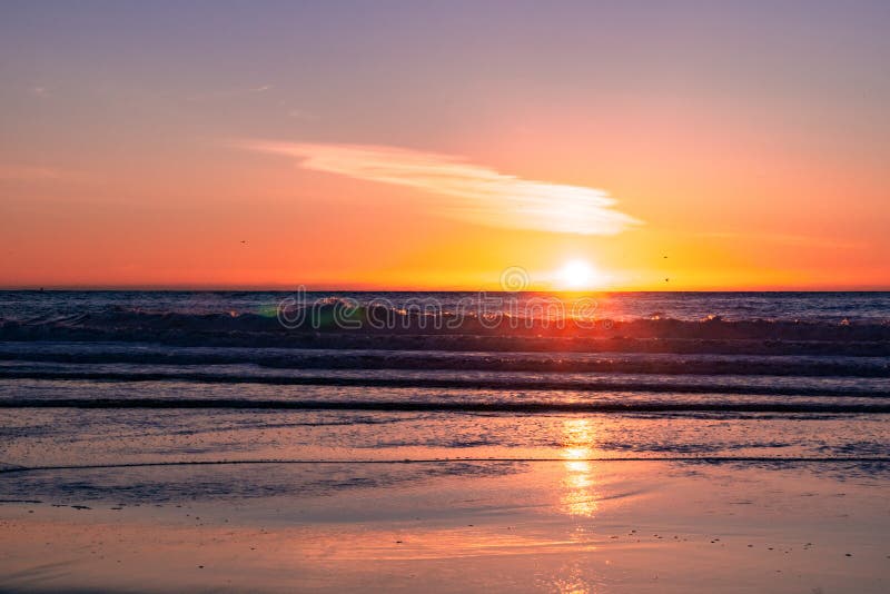 Sunset on the Pacific Ocean Coastline, Moss Landing, California Stock ...