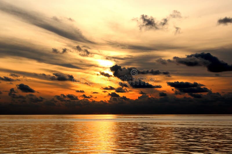 Sunset in the Pacific Ocean. Different Types of Sunset from the Side of ...
