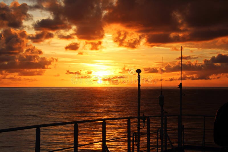 Sunset in the Pacific Ocean. Different Types of Sunset from the Side of ...