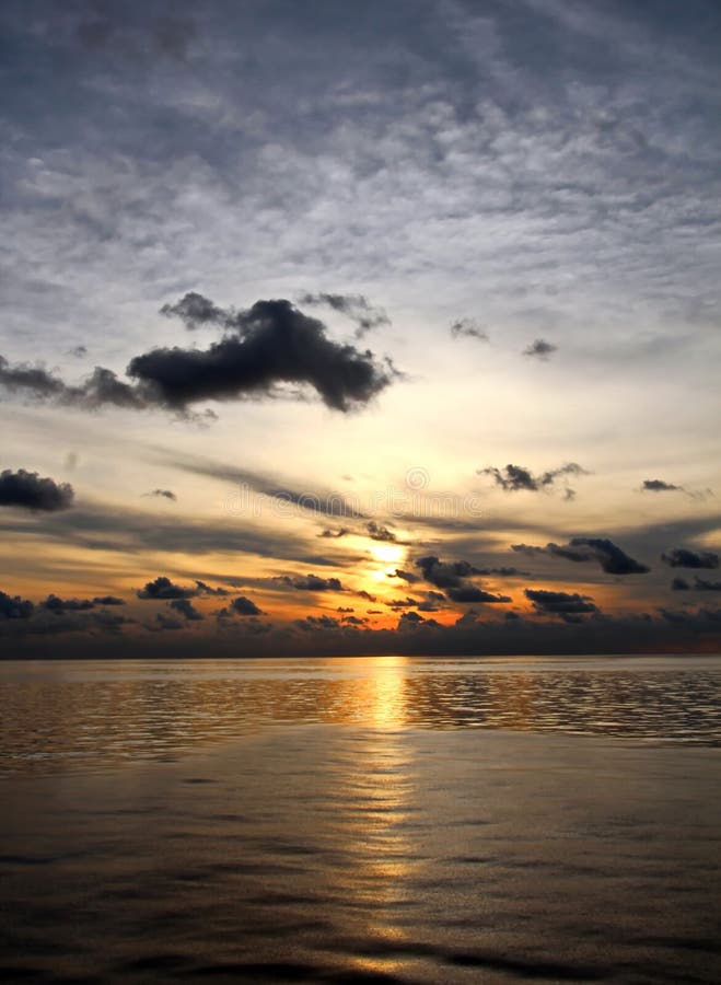 Sunset in the Pacific Ocean. Different Types of Sunset from the Side of ...
