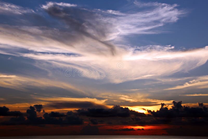 Sunset in the Pacific Ocean. Different Types of Sunset from the Side of ...