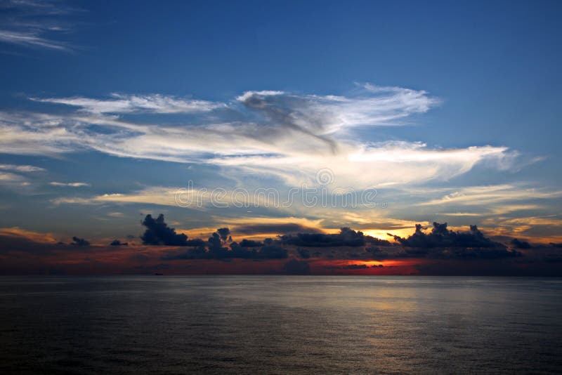 Sunset in the Pacific Ocean. Different Types of Sunset from the Side of ...
