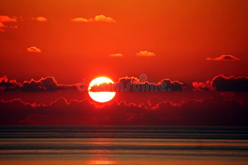 Sunset in the Pacific Ocean. Different Types of Sunset from the Side of ...
