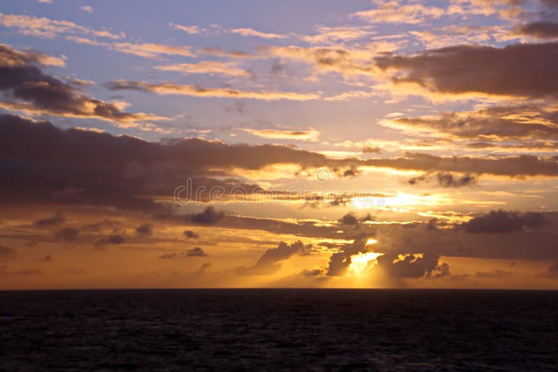 Sunset in the Pacific Ocean. Different Types of Sunset from the Side of ...