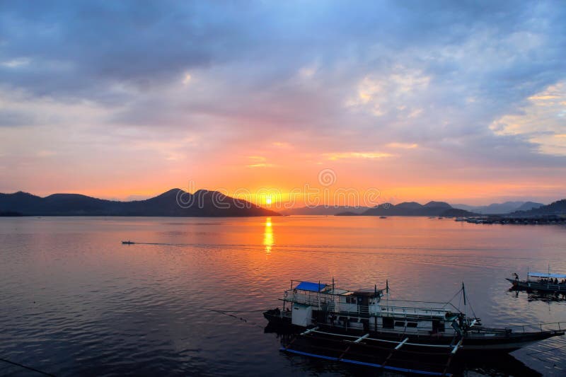 Sunset in the Pacific Ocean. Philippines. . Stock Image - Image of trav ...