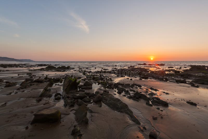 Beautiful Sunset at the Pacific Ocean Stock Photo - Image of sand ...