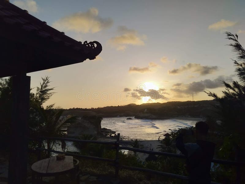 Sunset on Pacitan Beach, East Java, Indonesia Stock Photo - Image of ...