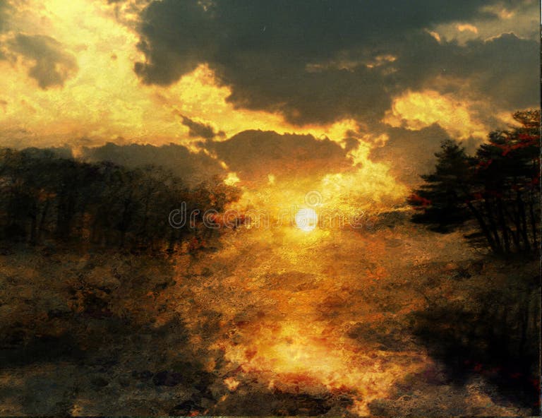 Romantic Sunset Painting Stock Illustrations – 17,584 Romantic Sunset ...