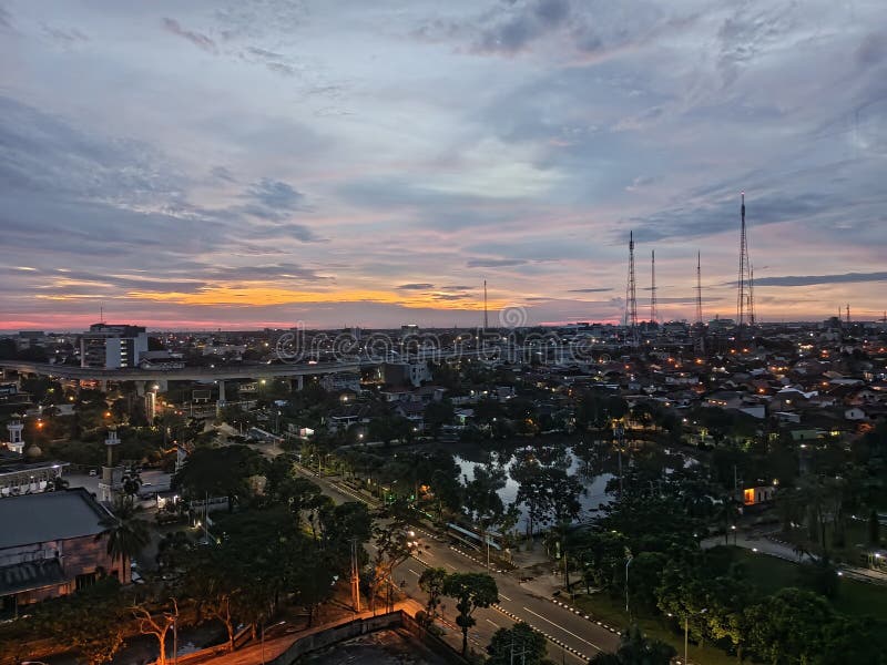 Sunset palembang city stock image. Image of view, city - 283244281