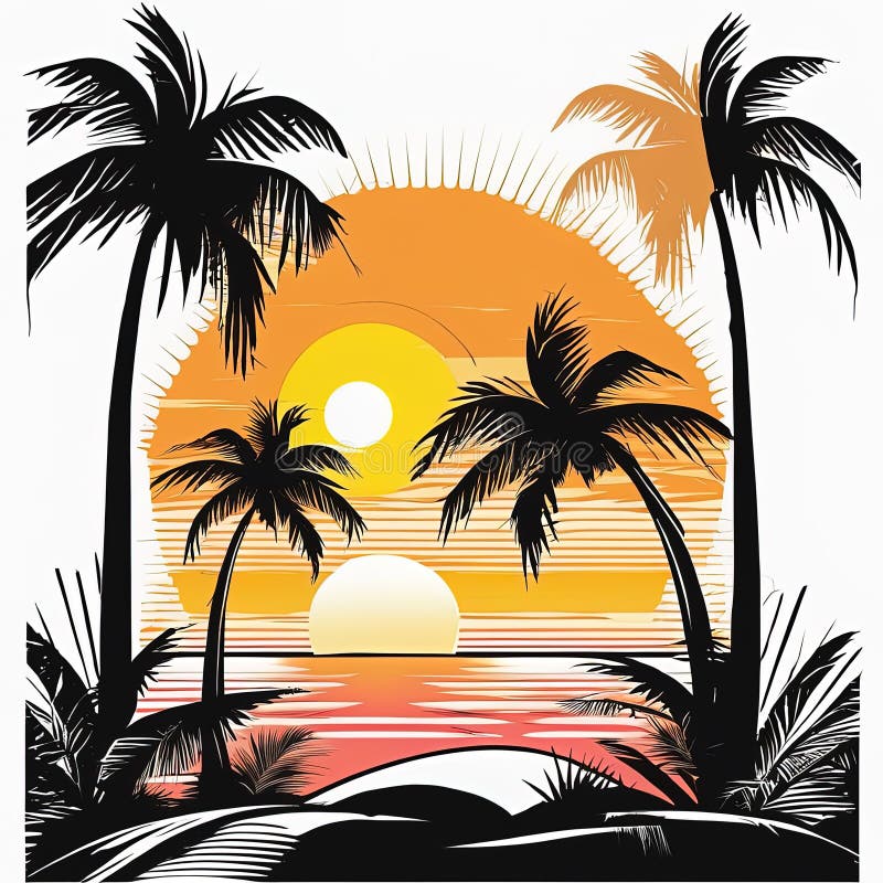 Sunset with Palm Tree Sunset with Palm Tree Palm Tree Silhouette with ...