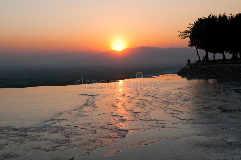 Sunset at Pamukkale (Turkey) Stock Photo - Image of attraction ...