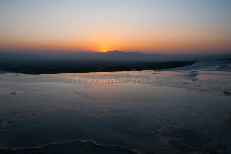 Sunset at Pamukkale (Turkey) Stock Photo - Image of landmark, geology ...