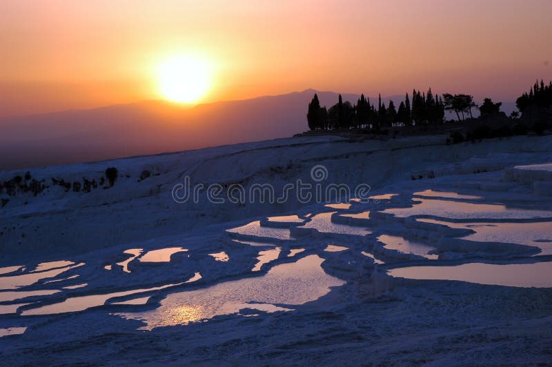 Sunset Pamukkale Turkey stock image. Image of crystalline - 5329585