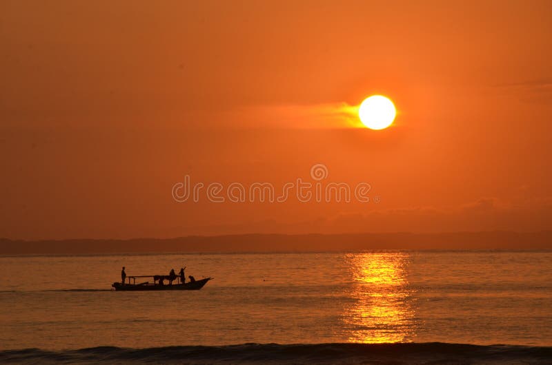 Sunset Pangandaran stockbild. Bild von sonnenuntergang - 163983341