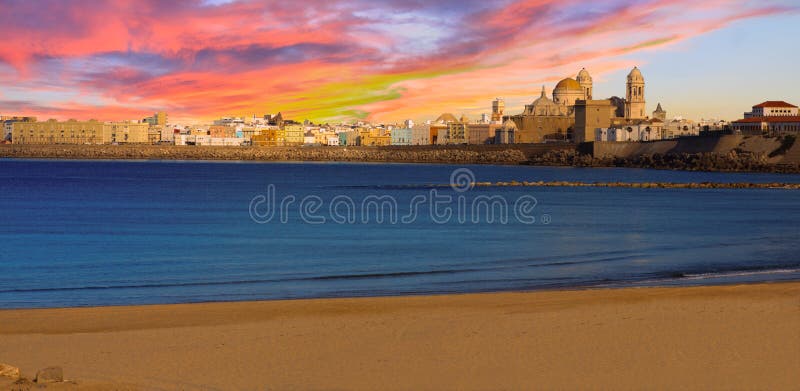 Sunset Panorama of Cadiz, Spain Stock Image - Image of south, andalusia ...