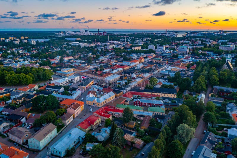 Sunset Panorama of Finnish Town Rauma Stock Image - Image of promenade ...