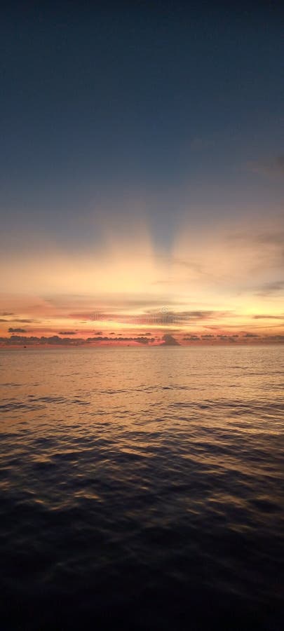 Sunset Panoramic in Deep Water Stock Photo - Image of shore, beach ...