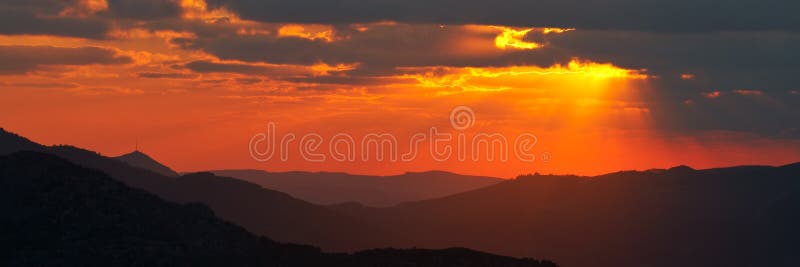 Sunset Panoramic of Spring Season Stock Image - Image of alpine ...