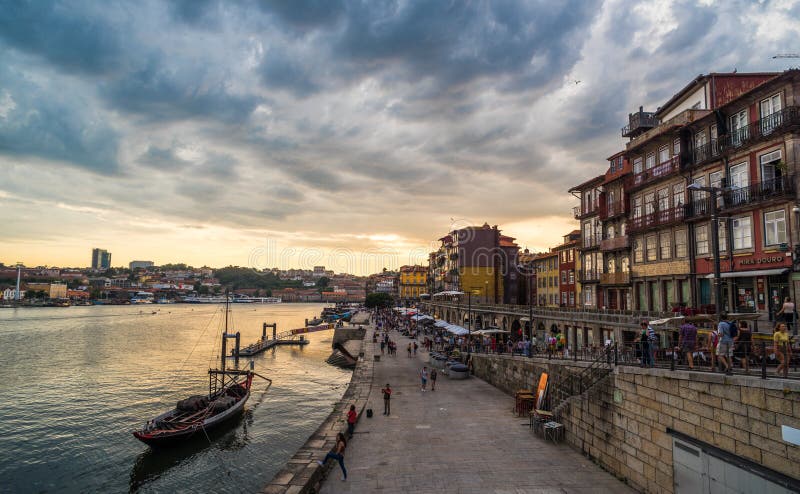Sunset Panoramic View of Porto Waterfront, Portugal Editorial Image ...