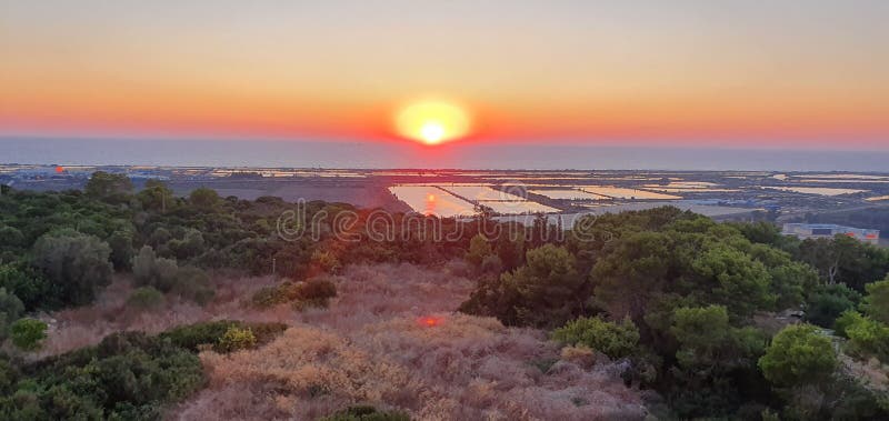 Sunset Panoramic View from Rooftop on Carmel Mountain, Israel Stock ...