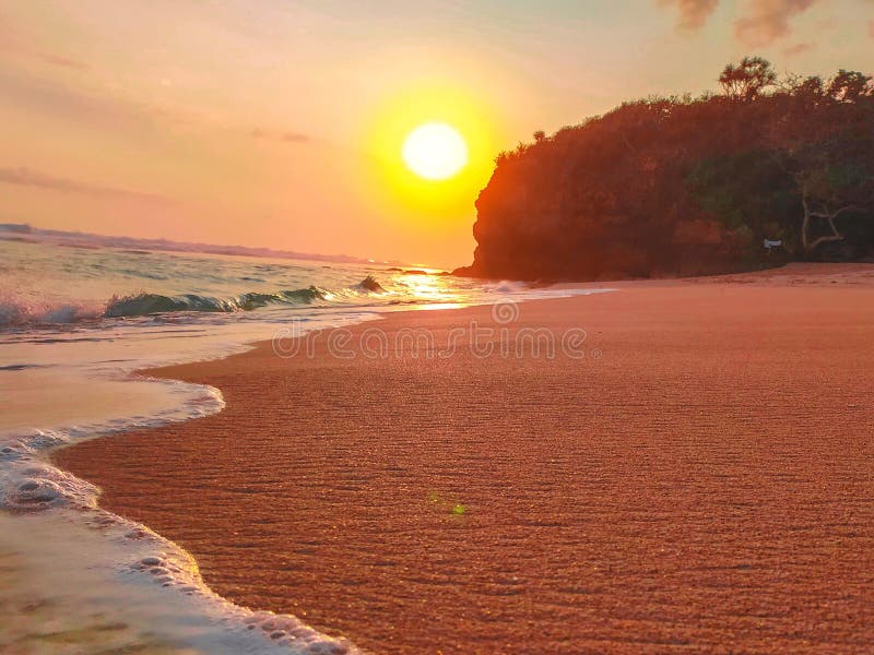 Sunset in Paradise Java Beach Stock Photo - Image of sunset, morning ...