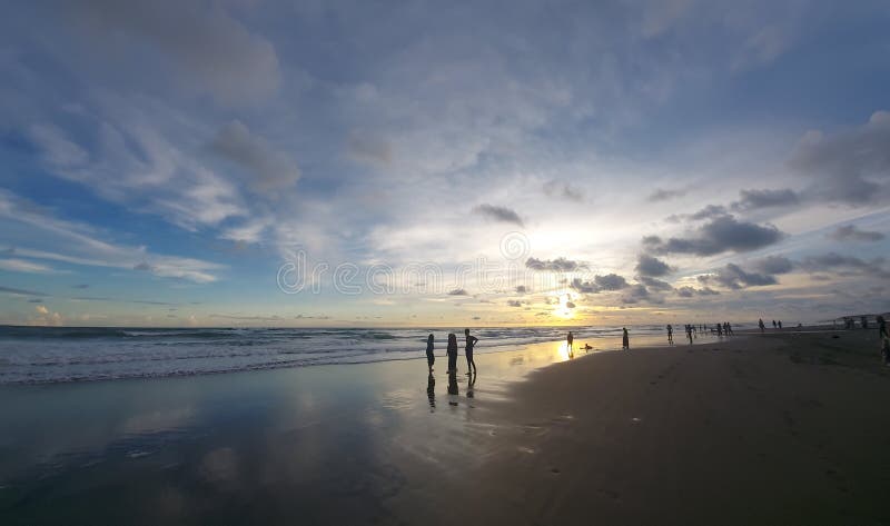 Sunset in Parangtritis Beach Stock Image - Image of cloud, coast: 267643937
