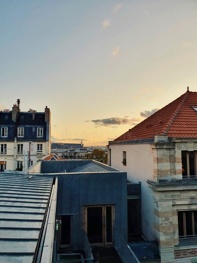 Sunset in Paris, Ariel View of Paris, France Stock Image - Image of ...