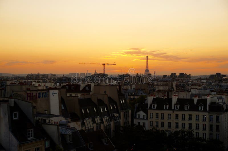 Sunset in Paris stock image. Image of light, architecture - 80682505