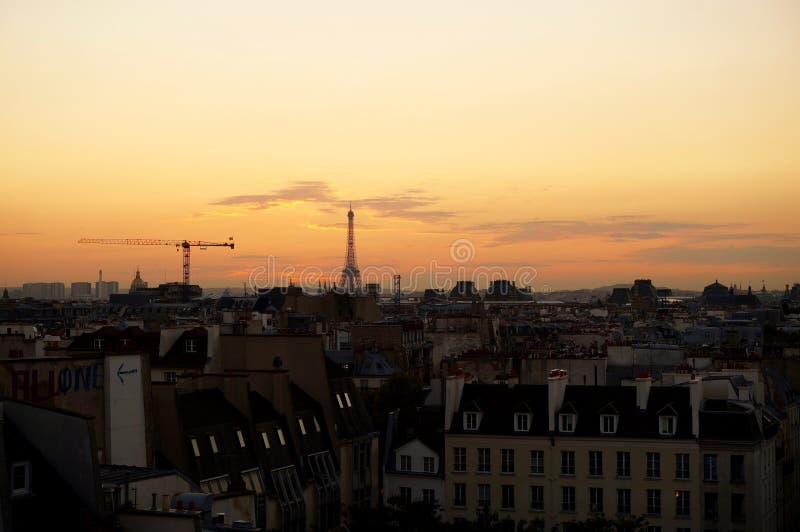 Sunset in Paris stock image. Image of panorama, famous - 80682545