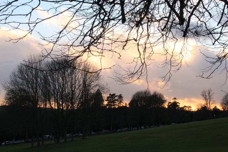 Sunset in the park in Bath stock image. Image of united - 220360651