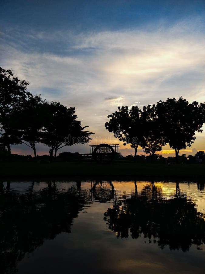 Sunset in park. stock photo. Image of park, evening, public - 95352214