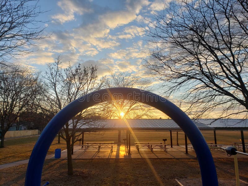 Sunset in the park stock photo. Image of sunset, play - 153243594