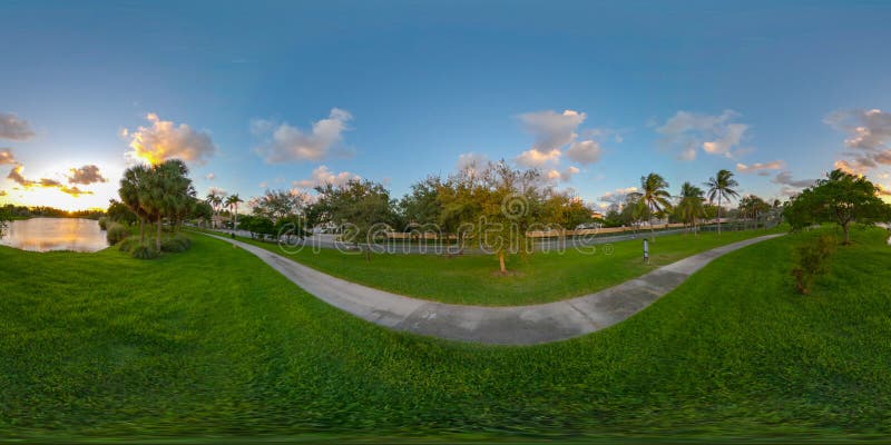 Sunset at the Park 360 Vr Photo for Virtual Tour Stock Photo - Image of ...