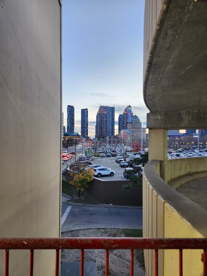 Sunset Parking Deck Corner stock photo. Image of corner - 345333334