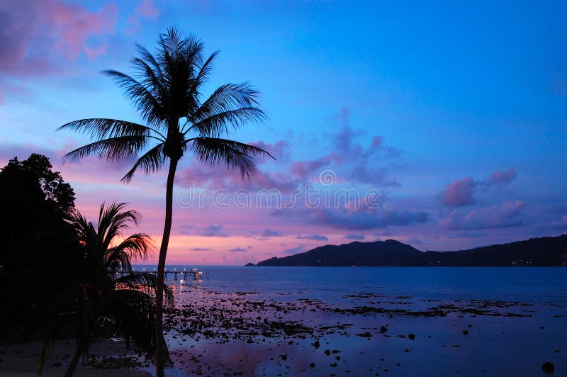 Night Scene in a Deserted Beach Stock Image - Image of lonely, clouds ...