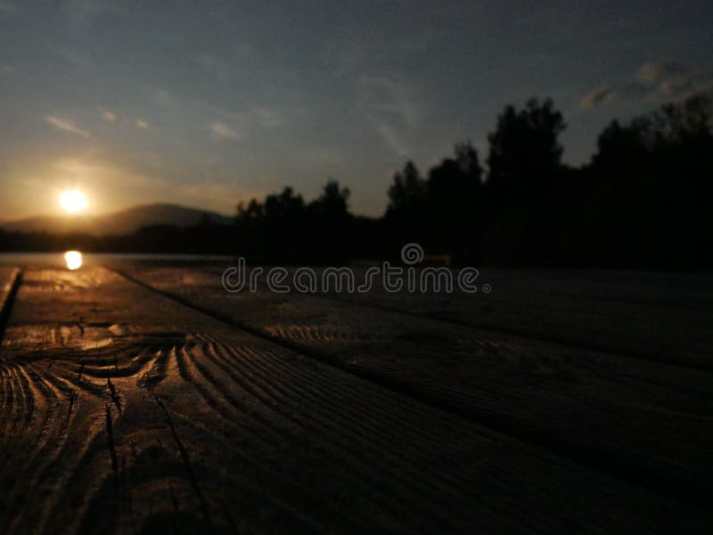 A Sunset at a Peer by a Lake in Austria Stock Image - Image of back ...