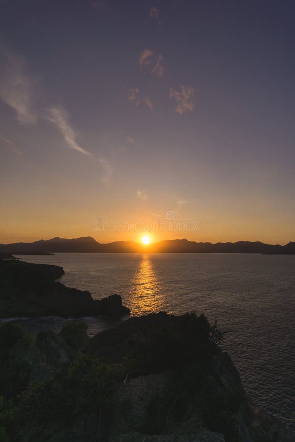 Sunset in Penya Fort Majorca Spain Stock Photo - Image of history ...
